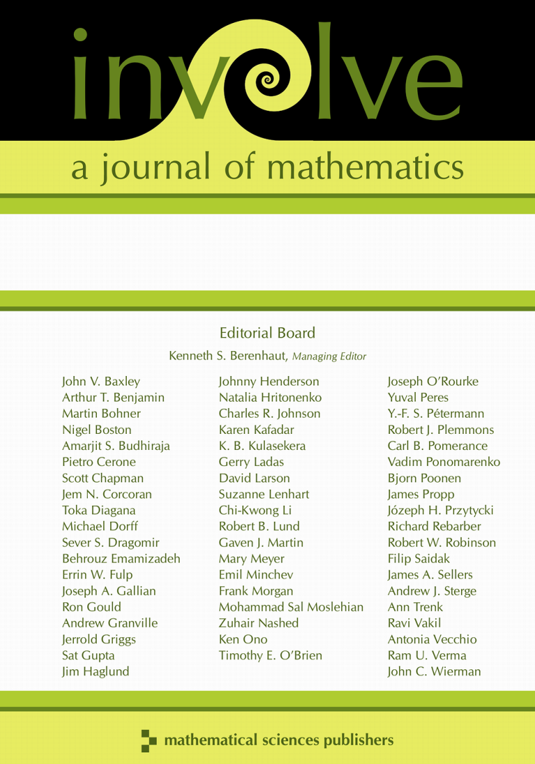 Involve -- a journal of mathematics | Mathematics & Statistics